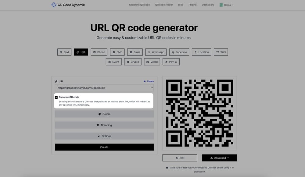 How to Create a URL QR Code on QRCodeDynamic