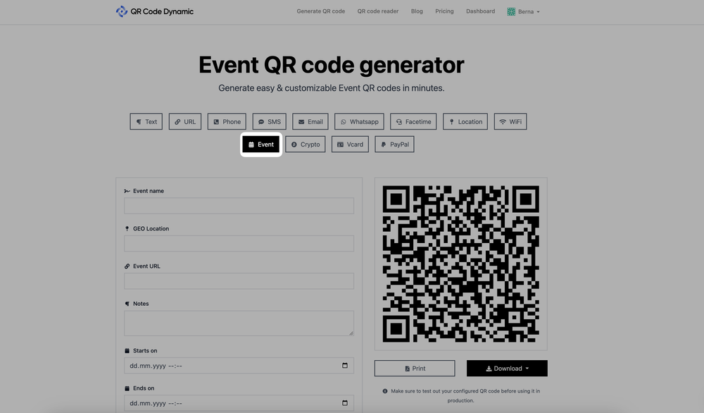 How to Create an Event QR Code on QRCodeDynamic